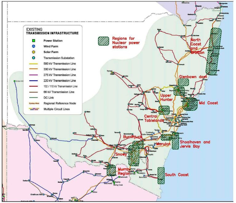 New South Wales Regions for nuclear power stations