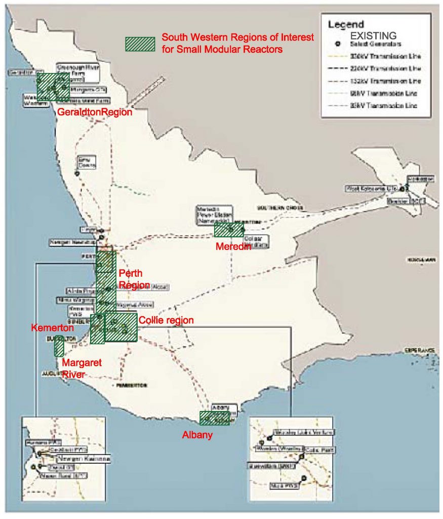 Western Australian Regions of Interest for nuclear power stations